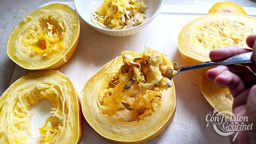 Cuire une courge spaghetti de la bonne façon • La Confession du Gourmet